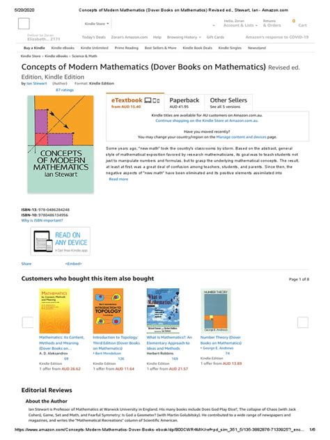 Concepts Of Modern Mathematics Dover Books On Mathematics Revised Ed