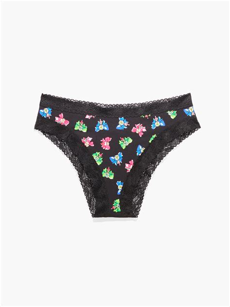 Cotton Essentials Lace Trim Cheeky Panty In Black And Multi Savage X Fenty