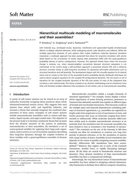 Pdf Hierarchical Multiscale Modeling Of Macromolecules And Their