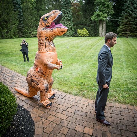 Too Funny This Media Bride Wore A T Rex Costume For Her First Look