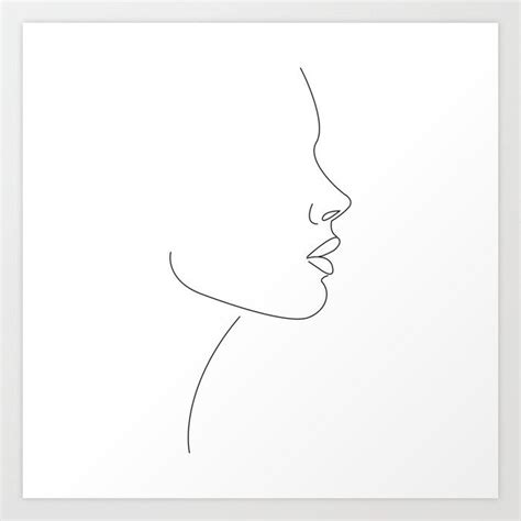 Art Print Minimalist Side Profile Face Silhouette Woman By Art Of