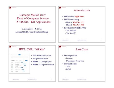 Ppt Administrivia Carnegie Mellon Univ Hw6 Is Due Right Now Dept
