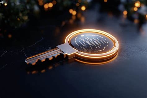 A Futuristic Neon Lit Key Used To Unlock High Tech Biometric Doors Symbolizing Digital Security