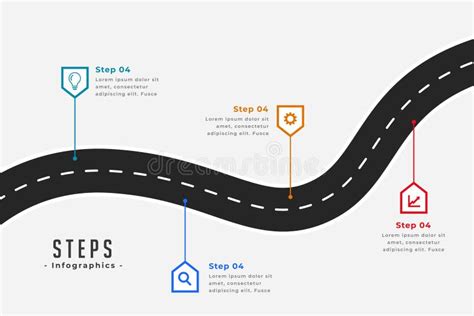 Infographic Route Map Template With Four Easy Step To Target Stock