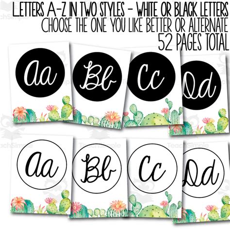 Cactus Theme Alphabet Cursive Posters By Teach Simple