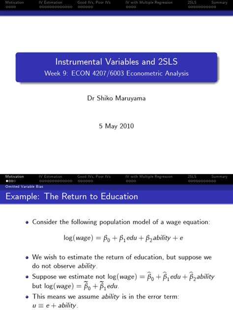 Instrumental Variables And 2sls Pdf Ordinary Least Squares Estimator