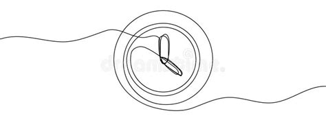 Continuous One Line Drawing Silhouette Of Clock Clock Linear Icon Stock Vector Illustration