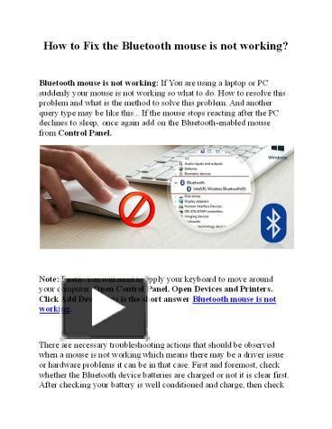 Ppt How To Fix The Bluetooth Mouse Is Not Working Powerpoint Presentation Free To Download