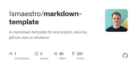 Github Ismaestromarkdown Template A Markdown Template For Any Project Resume Github Repo