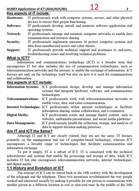 Applications Of Information And Communication Technology Ict Honey Books