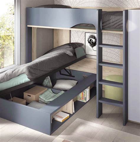 Lit superposé perpendiculaire avec lit bas déco GLICERIO SO NUIT