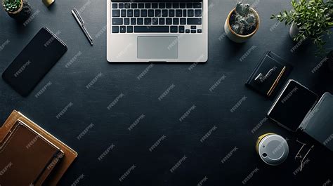 Modern Minimalist Office Desk With Laptop Computer Premium Ai