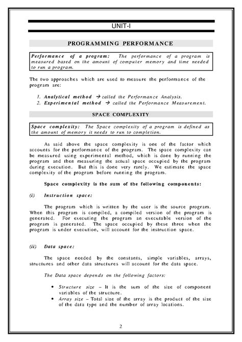 Complete Dsa Notes 100 Dsa Unit I Program M I N G Perfor Ma N Ce