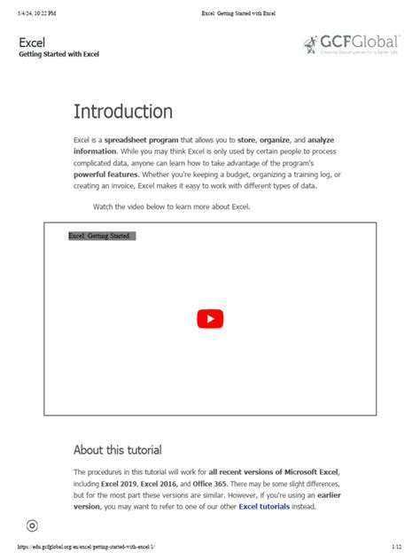 Excel Getting Started With Excel Pdf Microsoft Excel Worksheet
