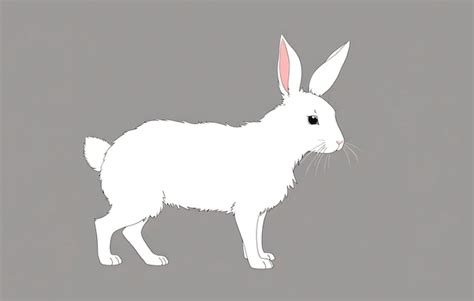 Premium Photo White Rabbit On A Gray Background Coloring Page Outline