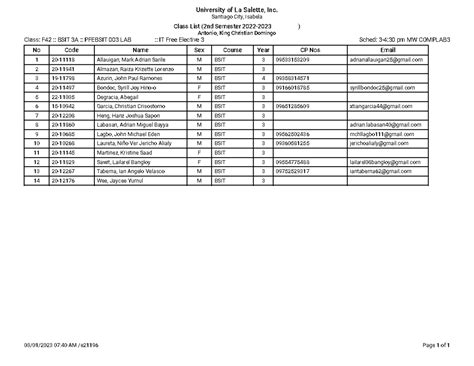 It Free Elective 3 No Code Name Sex Course Year Cp Nos Email 1 20