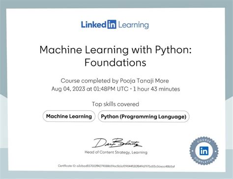 Completing Machine Learning With Python At Linkedin Pooja More Posted