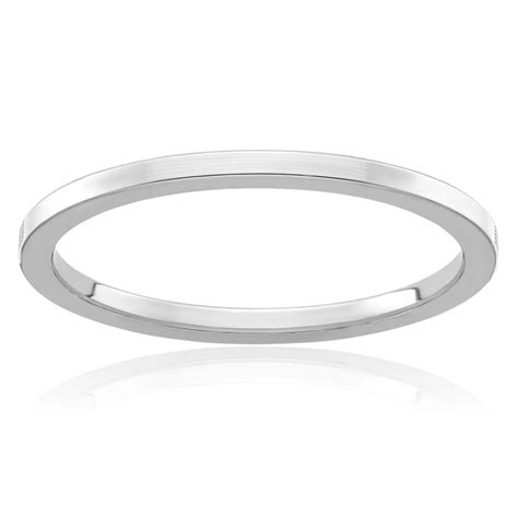 14k Solid White Gold 12mm Stacking Classic Wedding Band Statement Ring