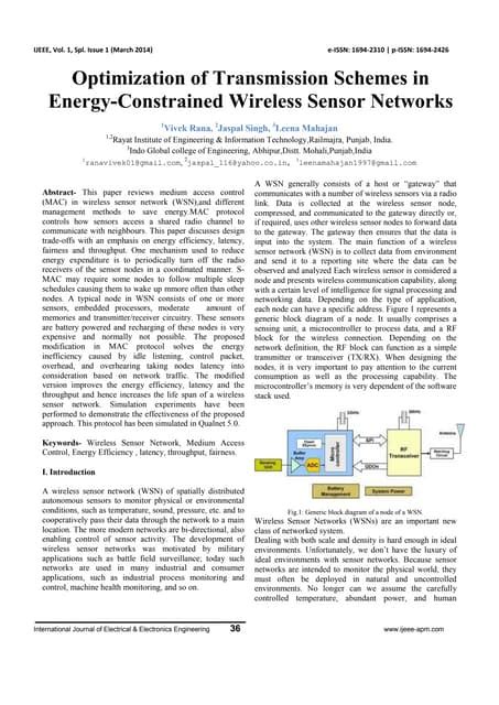 Optimization Of Transmission Schemes In Energy Constrained Wireless Sensor Networks Pdf