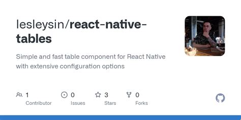 Github Lesleysinreact Native Tables Simple And Fast Table Component For React Native With