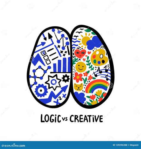 Psychology Logic Vs Creative Left Right Human Brain Concept Stock