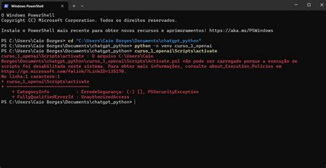Problemas Na Hora De Criar O Ambiente Virtual Gpt E Python Criando