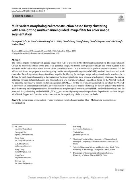 Multivariate Morphological Reconstruction Based Fuzzy Clustering With A
