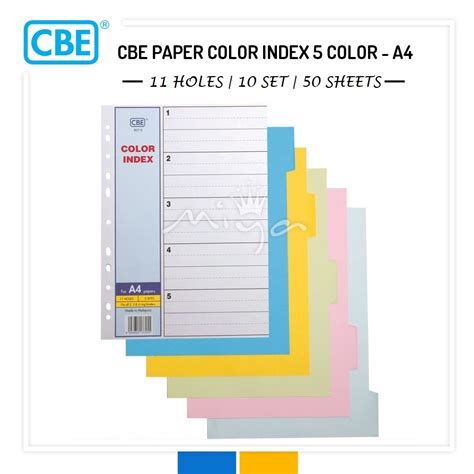 CBE PAPER COLOR INDEX DIVIDER COLOR A HOLES SET SHEETS Shopee Malaysia