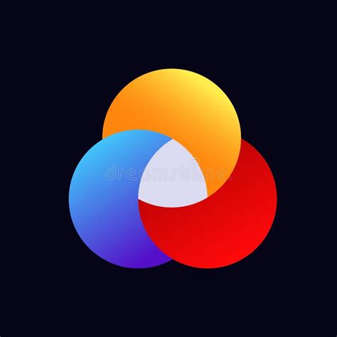 Vibrant Colorful Venn Diagram With Intersecting Circles In Blue Red And Yellow Stock