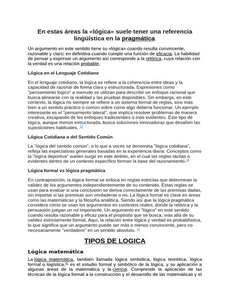 Tipos De Lógica En Matemáticas Y Computación Pdf Lógica Lógica