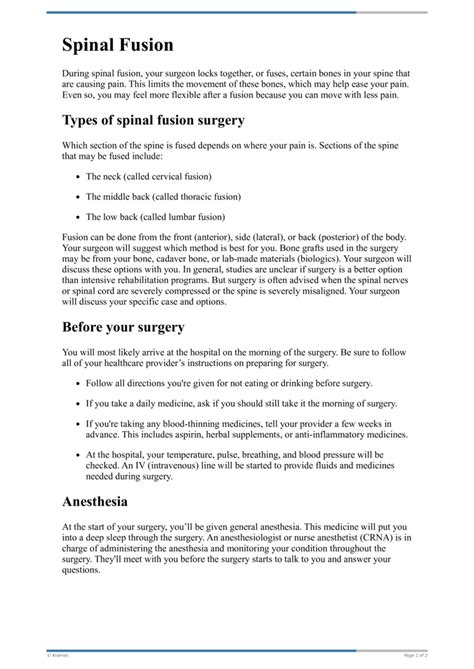 Text Spinal Fusion HealthClips Online