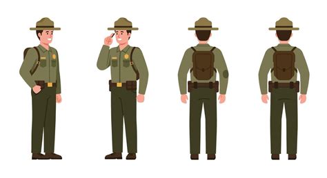 Ranger Character In Multiple Poses With Flat Design Style Art 60395033