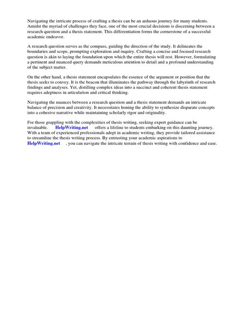 Research Question Vs Thesis Statement Pdf