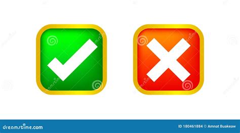 Checkmark And X Or Confirm And Deny Square Icon Button 3d For Apps And Websites Symbol Icon