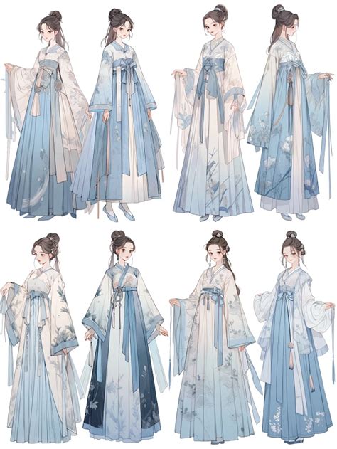 汉服古风服装设计oc插画素材25弹 花瓣网