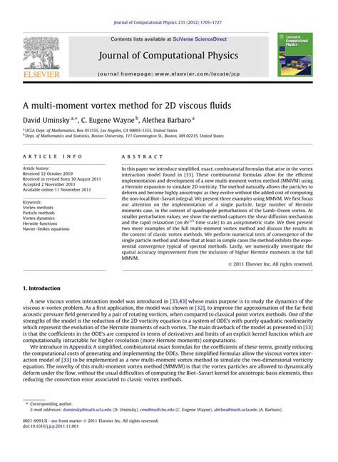 Pdf A Multi Moment Vortex Method For 2d Viscous Fluids Dokumentips