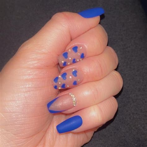 Matte Texture Blue Diamond Luxury Nails Handmade Press On Nails