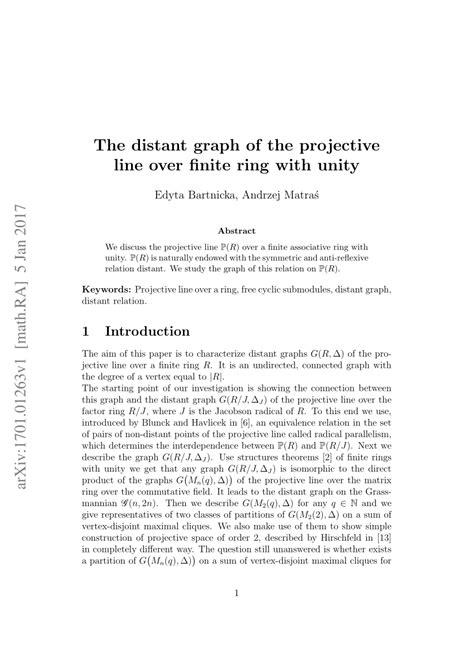 Pdf The Distant Graph Of The Projective Line Over A Finite Ring With Unity