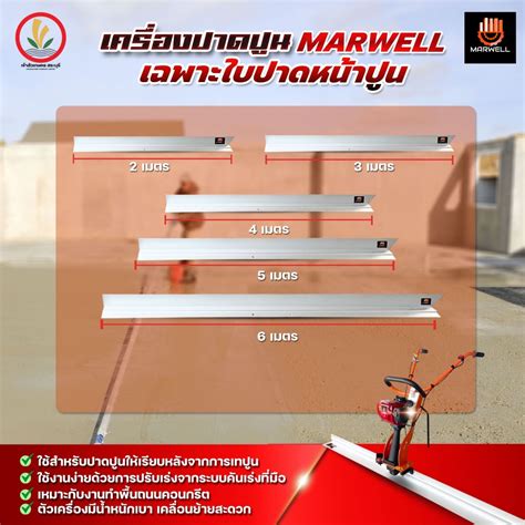 เฉพาะใบปาดหน้าปูน อะไหล่ใบปาดปูน Marwel ขนาดยาว 2เมตร 3เมตร 4เมตร 5เมตร 6เมตร ใบปาดปูน