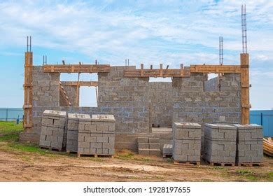 Construction Stages Cinder Block House Protruding Stock Photo 1859090020 Shutterstock