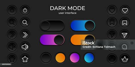 Dark Mode Ui Simple Elegant Set Switcher Volume Bar Buttons Loading Bar