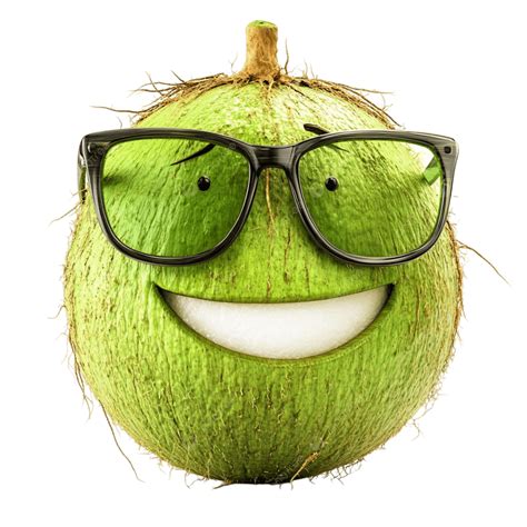 Green Coconut With Glasses 3d Cartoon Green Coconut Glasses Png