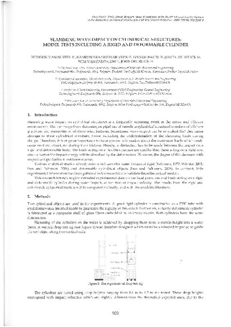 Pdf Slamming Wave Impact On Cylindrical Structures Model Tests Including A Rigid And