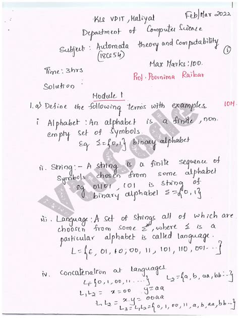 Vtucode In Previous Year Paper Solution Pdf