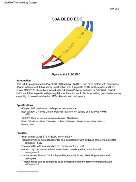 30a Bldc Esc Product Manual Pdf Electrical Engineering Electricity