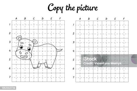 그림을 복사합니다 그리드로 그립니다 아이들을위한 색칠 공부 책 페이지 필기 연습 그리기 기술 훈련 인쇄 가능한 워크시트 를 개발하는 교육 활동 페이지입니다 귀여운 만화 벡터