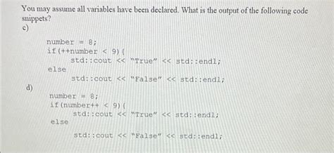 Solved You May Assume All Variables Have Been Declared What