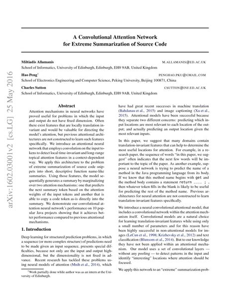 A Convolutional Attention Network For Extreme Summarization Of Source Code Deepai