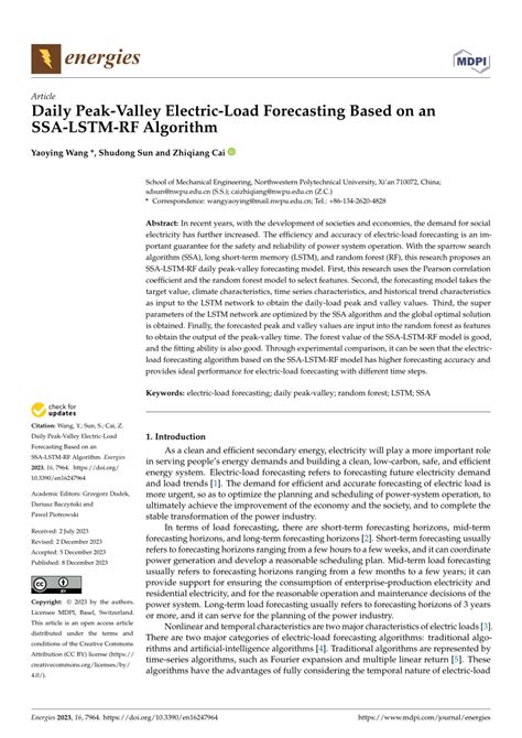 Pdf Daily Peak Valley Electric Load Forecasting Based On An Ssa Lstm