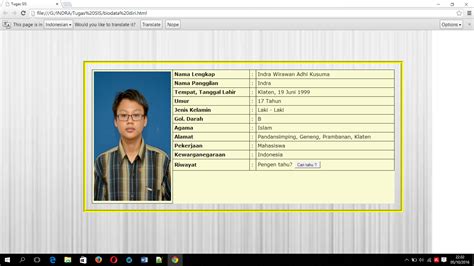 Membuat Biodata Dengan Html Dan Css Contoh Desain Web Menggunakan Html